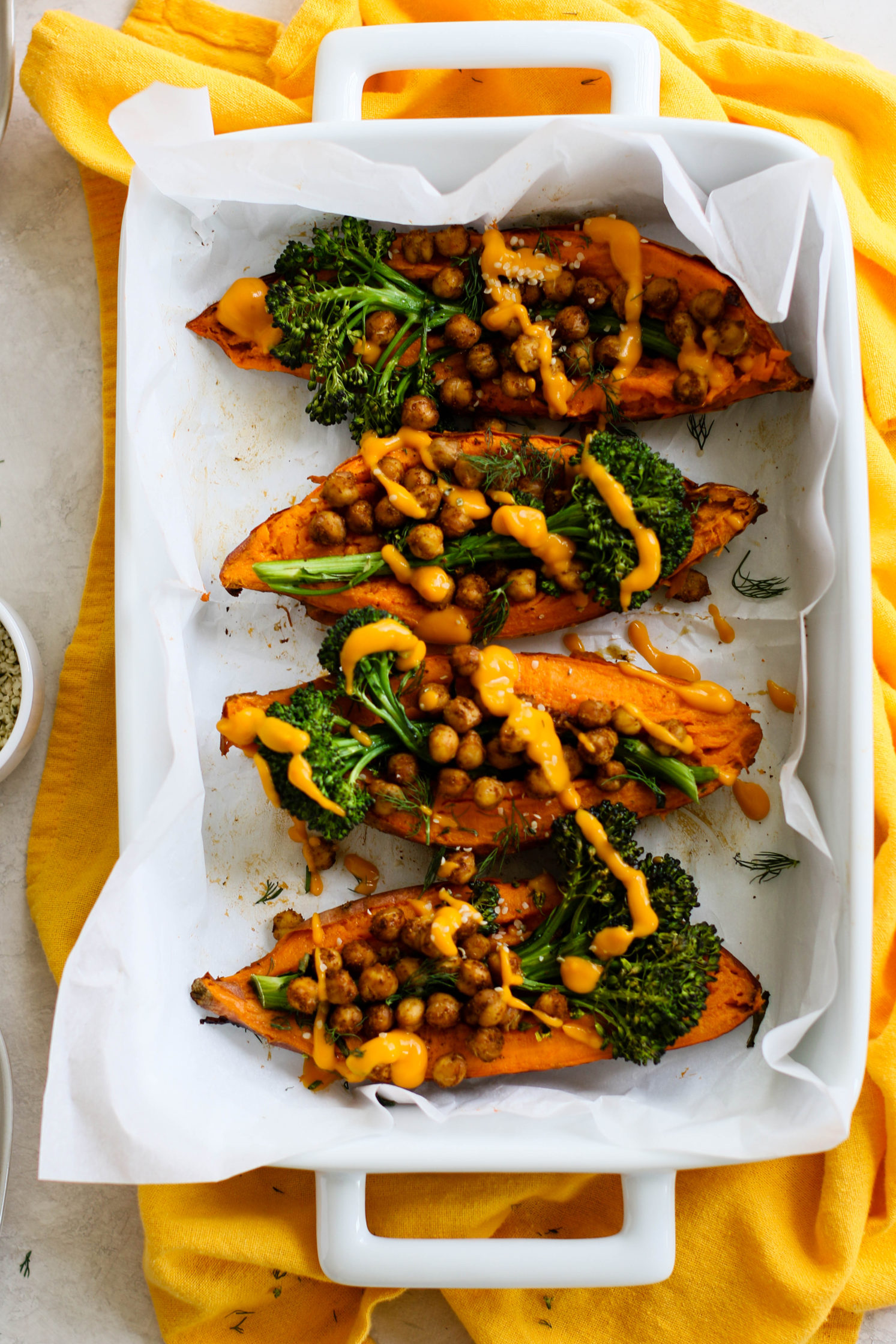 Sweet Potato Boats with Baby Broccoli & Ginger Turmeric Sweet Potato ...