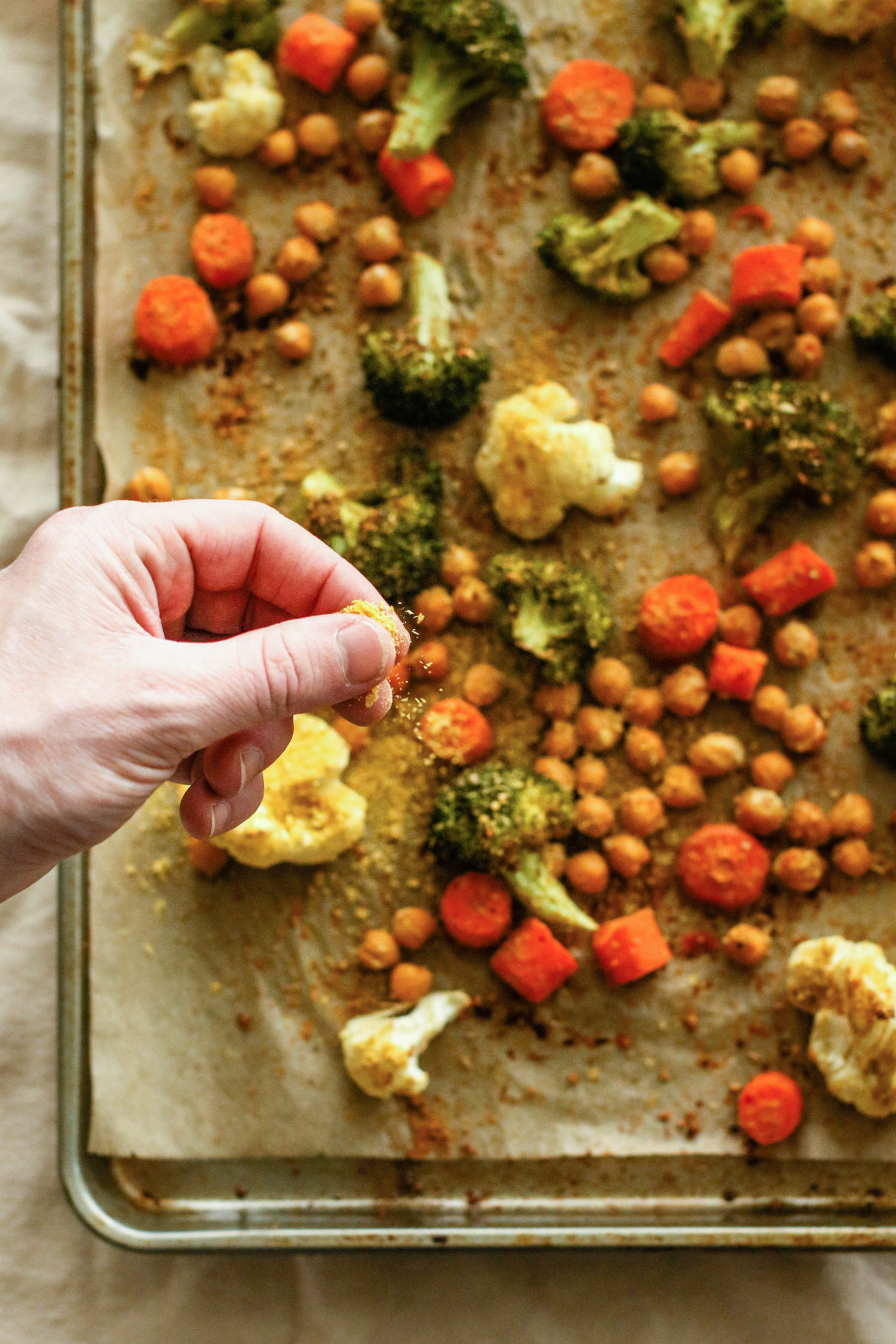 "Cheezy" Chickpea Sheet Pan Meal - Flora & Vino