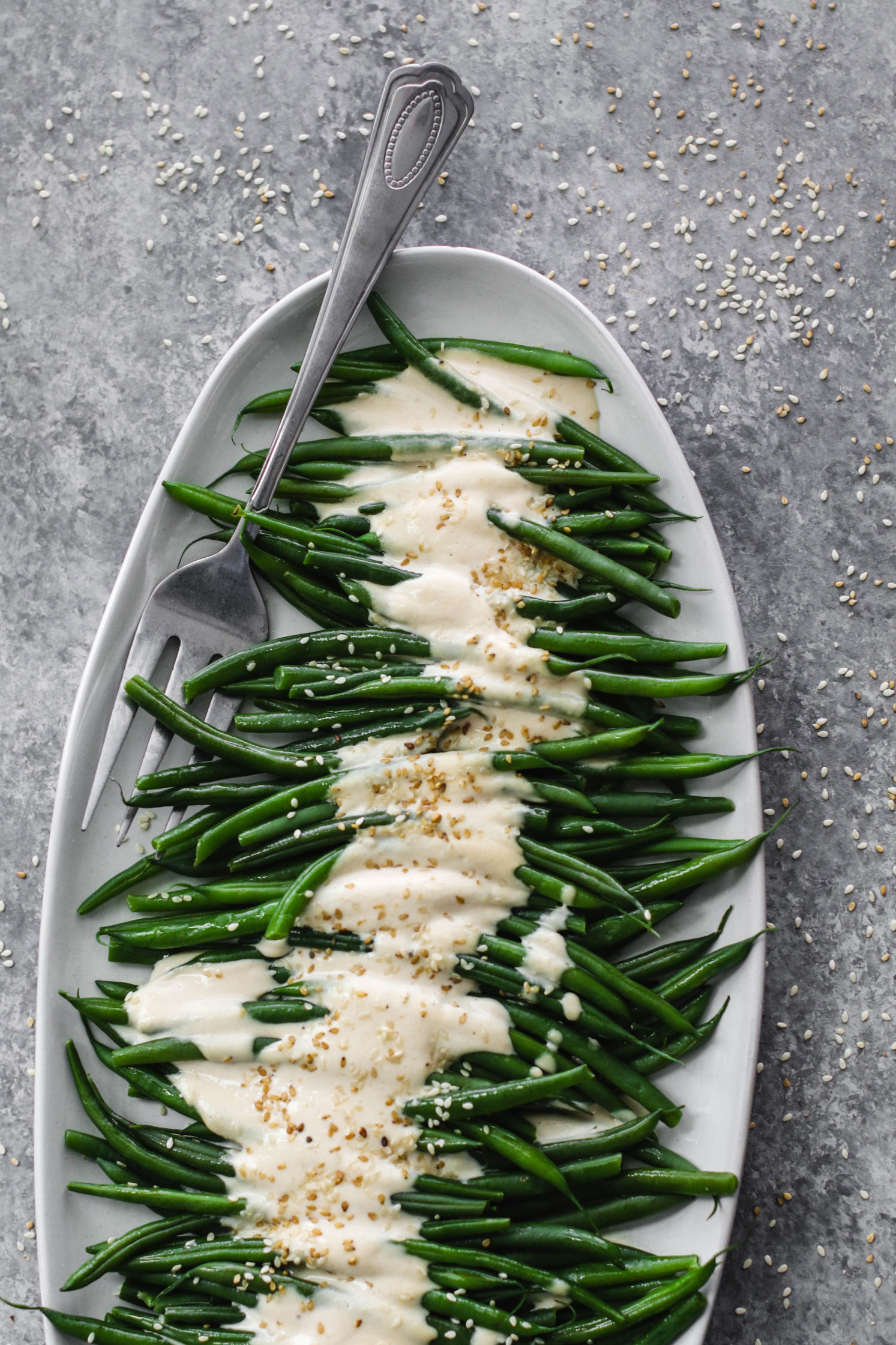 Dijon Tahini Green Beans (Oil-Free!) - Flora & Vino
