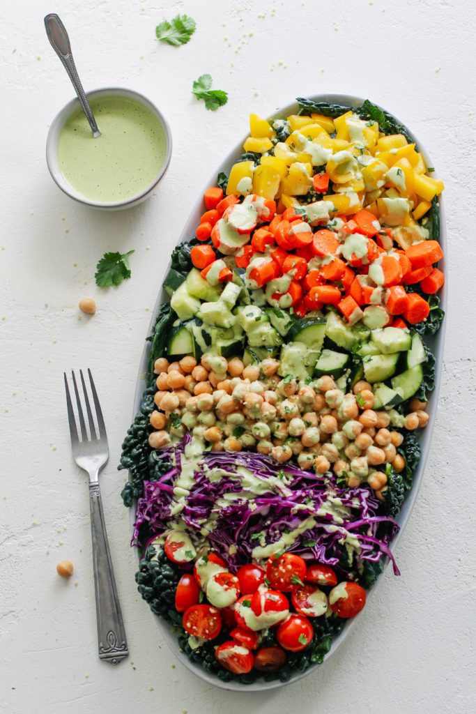Chop't Chickpea Salad with Green Cilantro Tahini - Flora & Vino