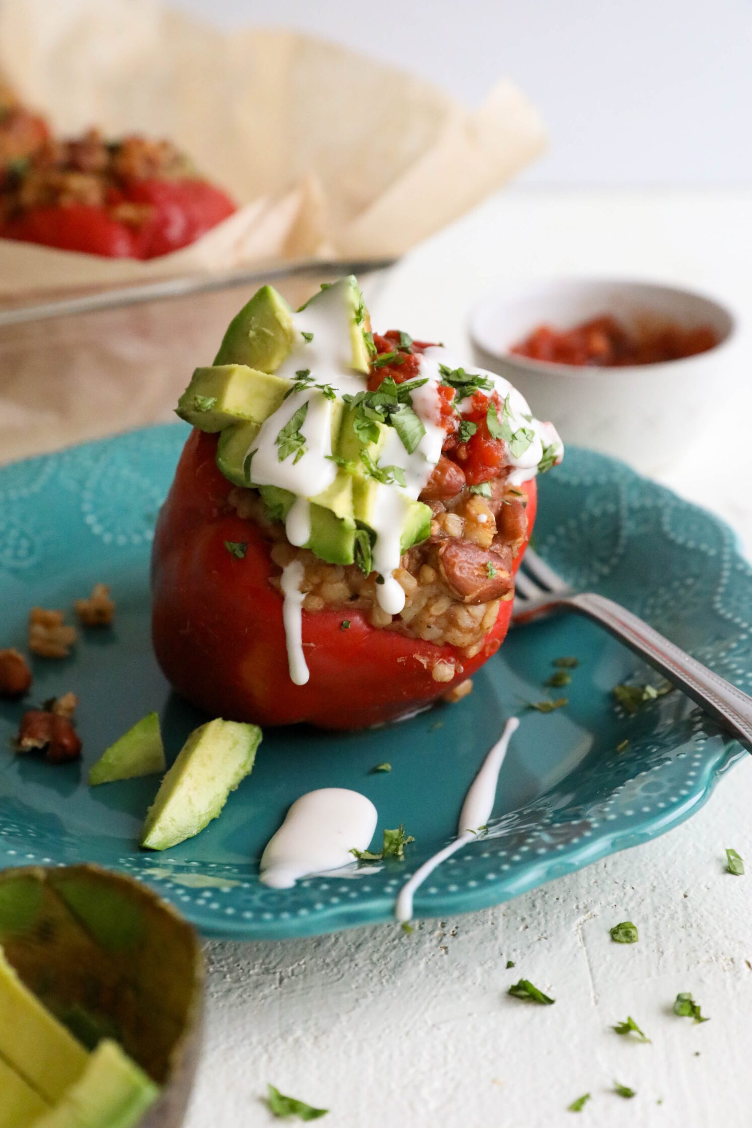 Spanish Rice & Beans Stuffed Peppers - Flora & Vino
