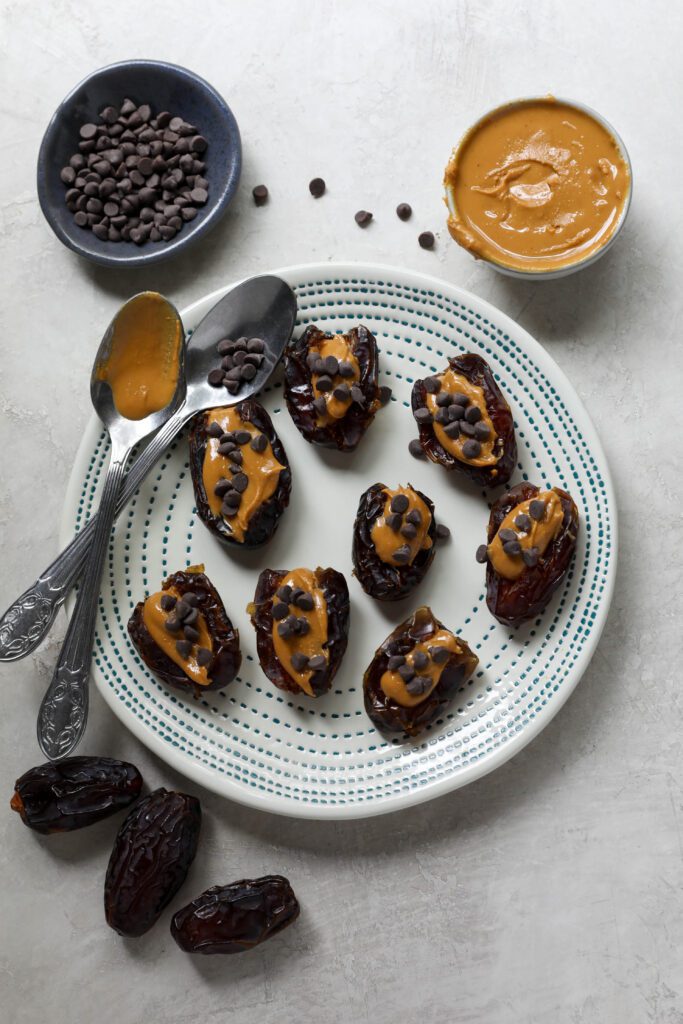Peanut Butter Stuffed Dates Snack Recipe - Flora & Vino