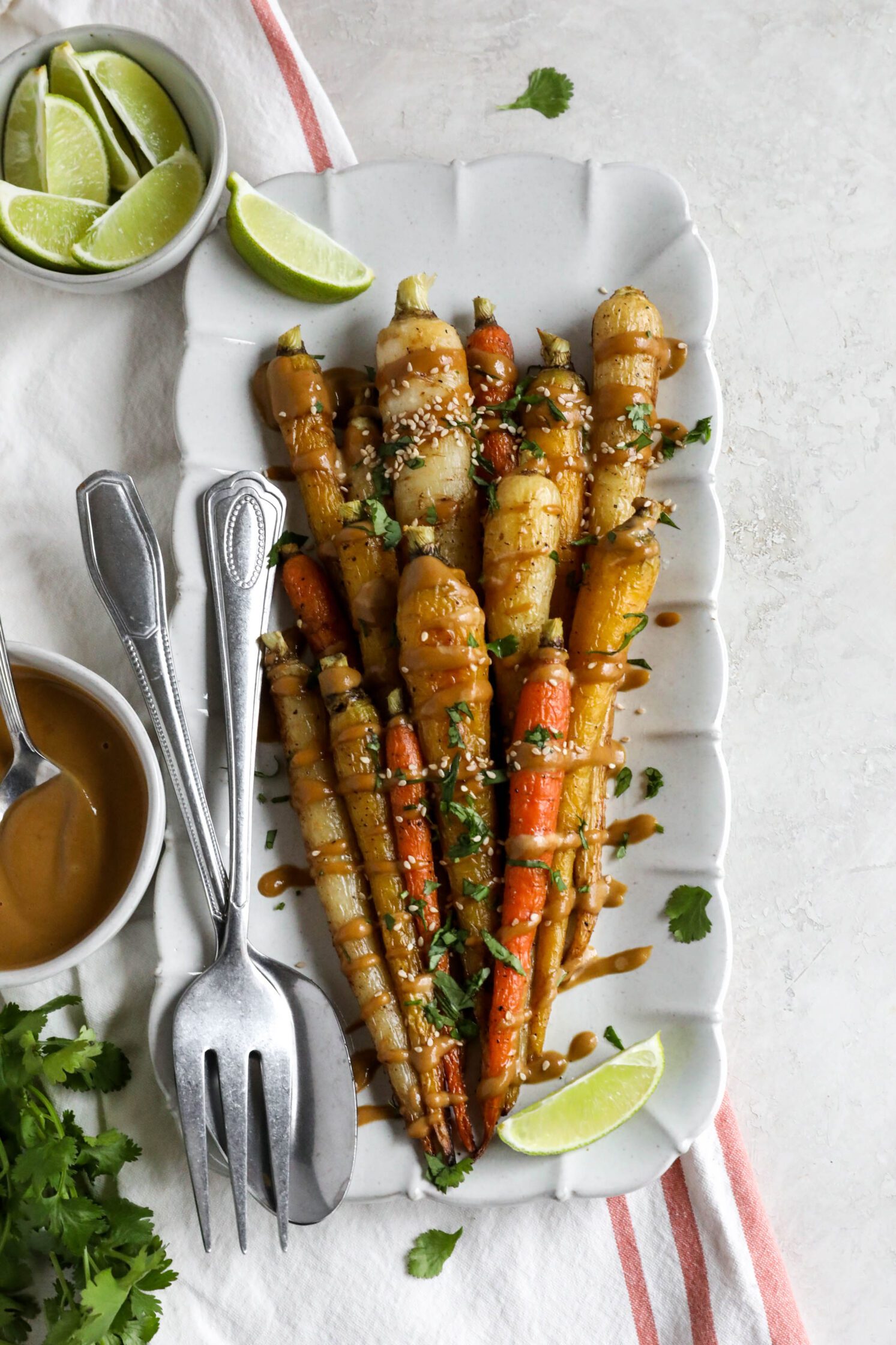 Rainbow Roasted Carrots with SunButter Sauce Recipe - Flora & Vino